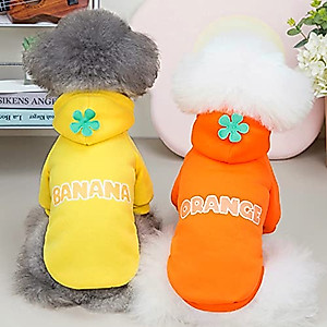 Warm Dog Hoodies Coat for Small Dogs Winter Sweatshirt Puppy Hooded Doggie Coat Cat Clothes, Yellow, X-Small
