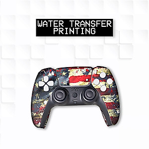 BABY CUDDLE BOX Tattered Flag Custom PS-5 Controller Wireless compatible with Play-Station 5 Console by BCB Controllers | Proudly Customized in USA with Permanent HYDRO-DIP Printing (NOT JUST A SKIN)