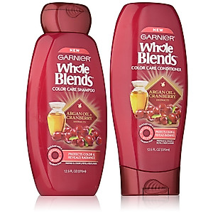 Garnier Whole Blends Color Care Shampoo and Conditioner Set with Argan Oil and Cranberry Extracts, 12.5 Ounces each