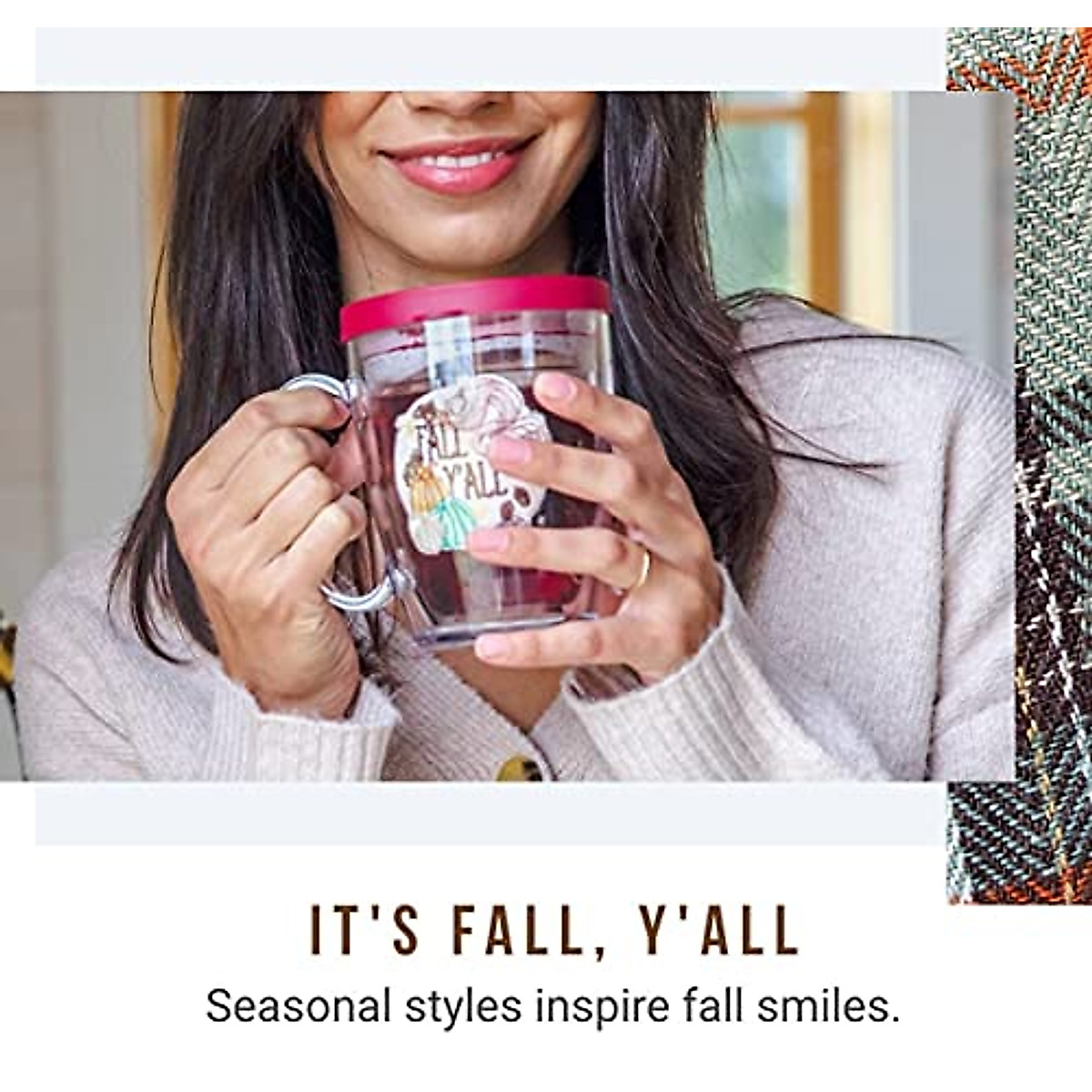 Tervis Made in USA Double Walled Fall Y'all Insulated Tumbler Cup Keeps Drinks Cold & Hot, 16oz Mug, Classic