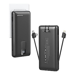 Charmast Portable Charger with Built-in Cables and AC Wall Plug 20000mAh, 20W PD 18W QC 3.0 Fast Charging Power Bank Battery Pack Compatible with iPhone 14/13, Samsung Galaxy, iPad, and More