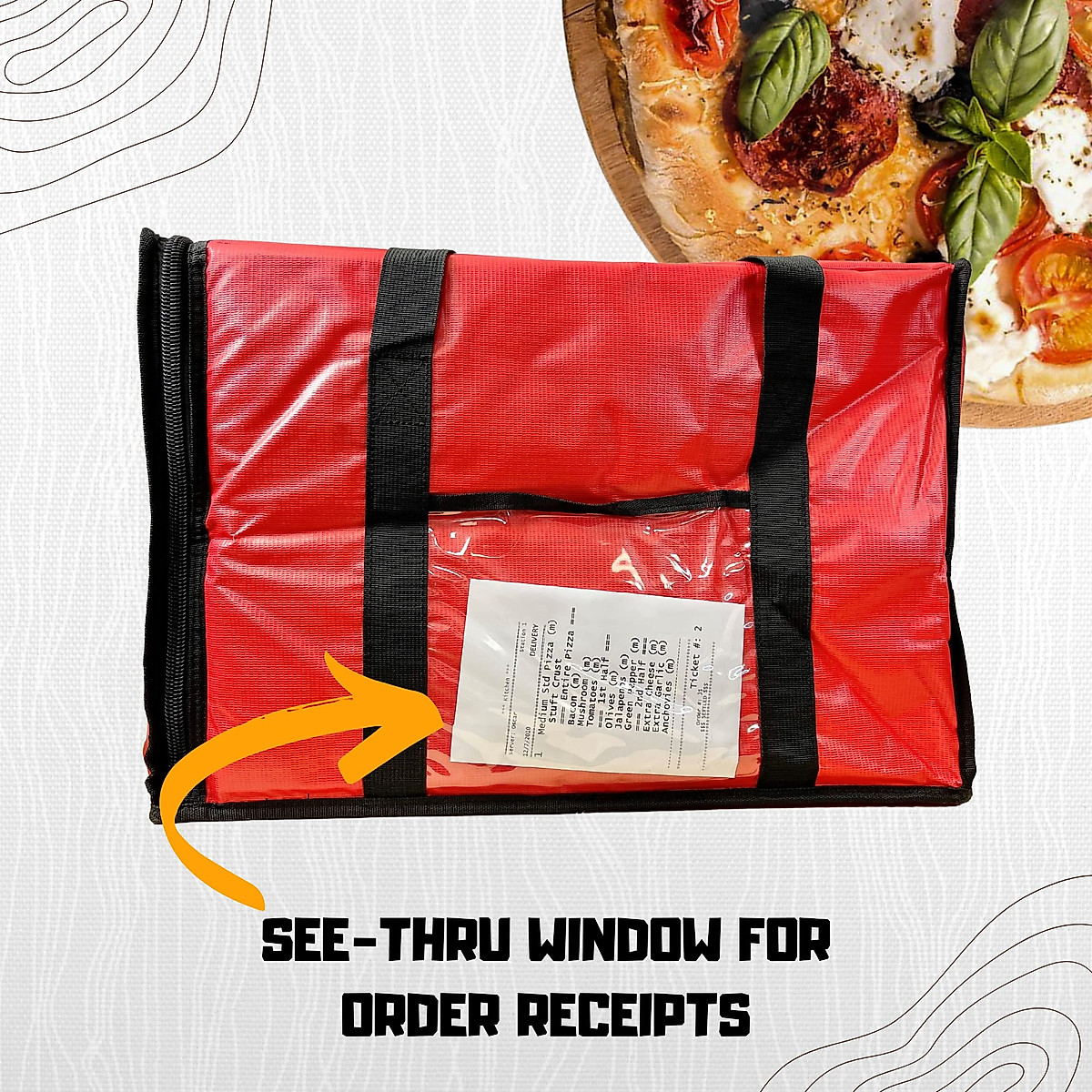 FSE Insulated Pizza Food Delivery Bag Carrier, 18 Inch x 18 Inch x 13 Inch (Zipper Closure)