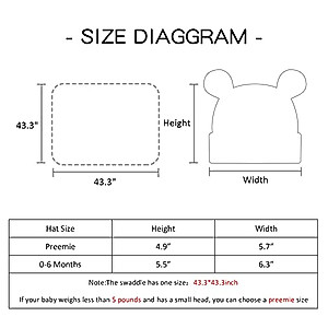 PESAAT Cotton Baby Swaddle Hat Set Newborn Infant Hats Receiving Blankets for Baby Boys Girls (Greyish Green, 0-6 Months)