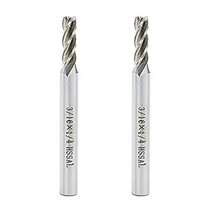 AUTOTOOLHOME 3/16" X 1/4" HSS 4 Flutes Straight End Mill Milling Cutter Pack of 2
