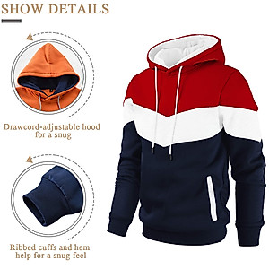 Gesean Men's Sweatshirt Hoodies Long Sleeve Premium Hood with Front Pocket Red Small