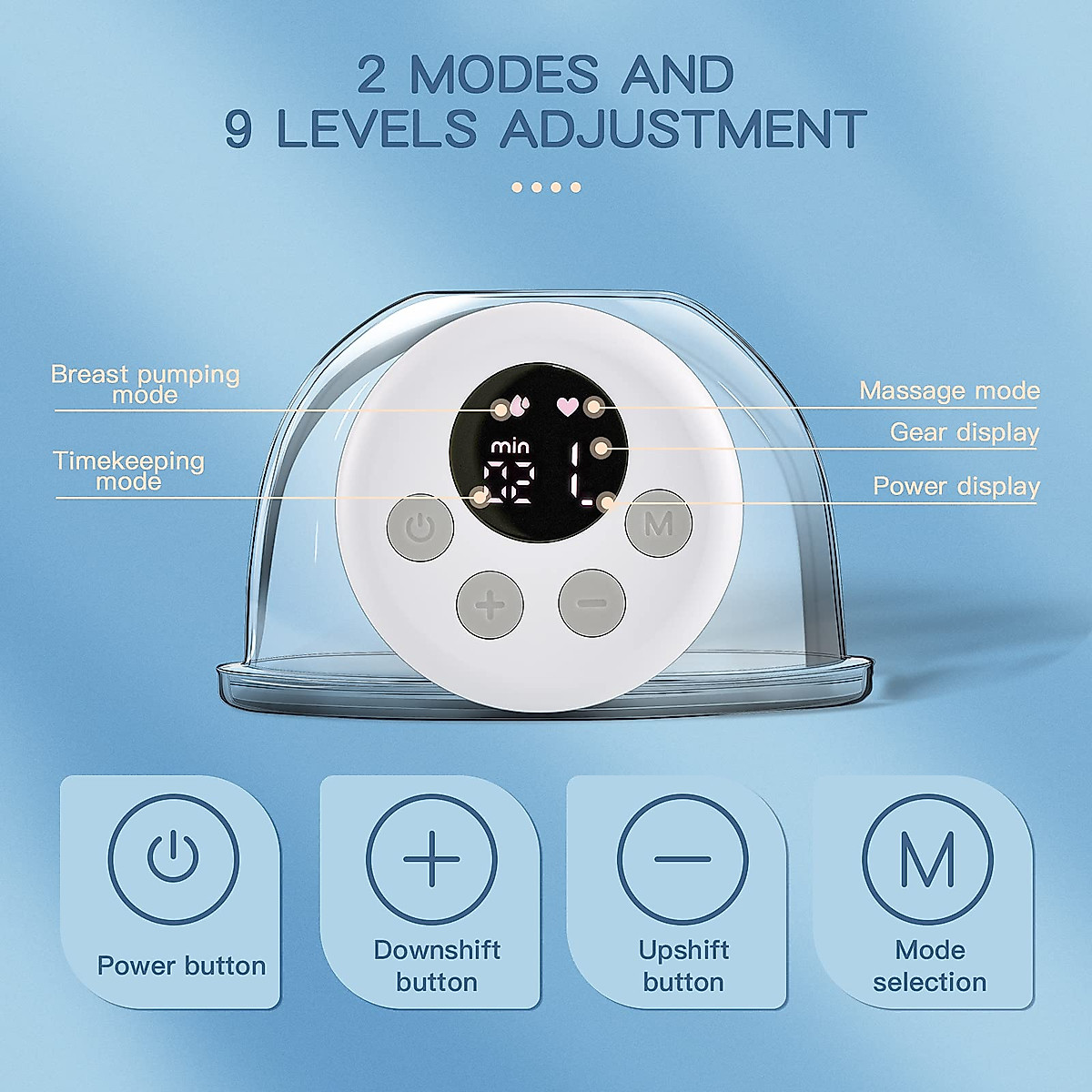 Wearable Breast Pump Hands Free Breast Pump Electric 2022 New,Wireless Portable Breast Pump with LCD Display and Memory Function Ultra-Quiet Breast Pump,2 Modes & 9 Levels Adjustment,24MM Flange