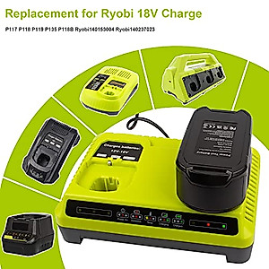 Dual Charging Port P117 Quick Charger (Multi-Chemistry) for Ryobi 12V-18V ONE+ NiCd/NiMh/Lithium Tools Battery Charging Station fit P100 P102 P103 P105 P107 P108 P122 P189 P191 P197