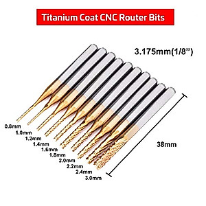 40Pcs End Mills CNC Router Bits Set 1/8" Shank, Mcwdoit CNC Machine Cutting Milling Tool Engraving Cutter Including Flat Nose/Ball Nose End Mill, Nano Blue Coat/Titanium Coat 2 Flute CNC Router Bits
