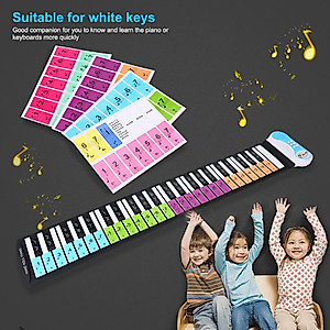 Removable Piano Stickers,Electronic Keyboard Note Keys Stickers Labels For 49/61 / 76/88 Key Keyboards For Kids And Beginners Learning Piano Or Keyboard (Multicolor) Keyboard Tasche Piano Keyb
