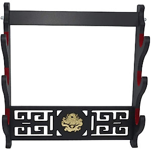 LUCKNIGHT Display Stand Wall- Mounted Sword Holder Display Stand Sword Rack with Felt Strips for Wakizashi Samurai Sword,3-Tier Sword Stand