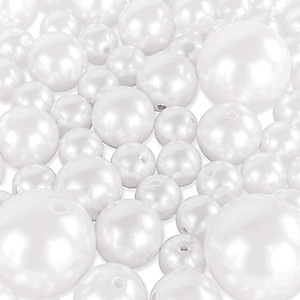 Super Z Outlet Elegant Glossy Polished Pearl Beads for Vase Fillers, DIY Jewelry Necklaces, Table Scatter, Wedding, Birthday Party Home Decoration, Event Supplies (8 Ounce Pack, 70 Pieces) (White)