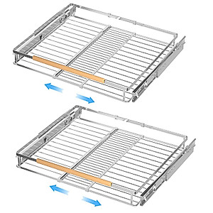 ARCCI Expandable Pull Out Cabinet Organizer 2 Pack, Heavy Duty Slide Out Pantry Storage Shelves, Sliding Drawer Organizer Rack for Kitchen Cabinets, Under Sink, Home, 17.1"-28" W x 22.4" D