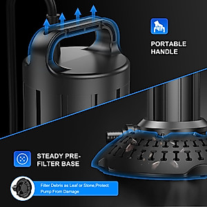 WaterRebirth 2500GPH Pool Cover Pump Automatic On Off, Submersible Water Pump for Pool Draining, 1/3 HP Pool Water Removal Pump with 25.3FT Power Cord for Swimming Pool, Hot Tubs, Rooftops, Water Beds