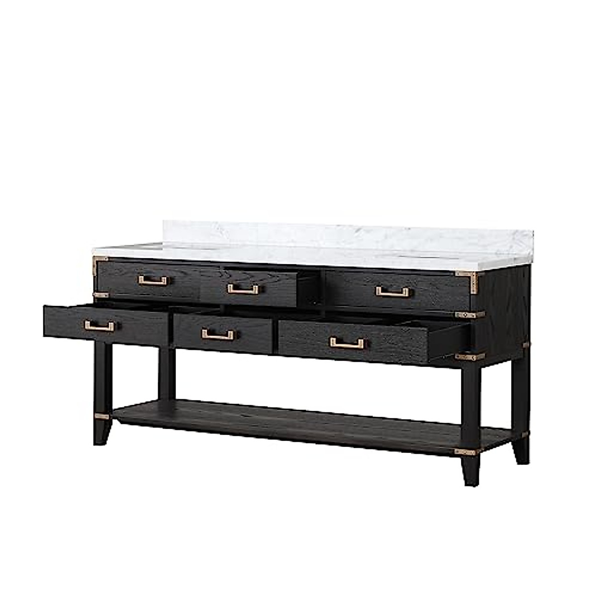 Bell+Modern Woodhaven 72 in W x 22 in D Black Oak Double Bath Vanity and Carrara Marble Top