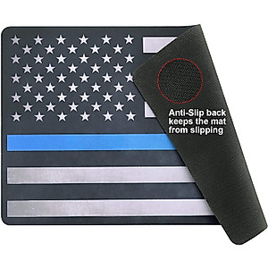 Raiseek Thin Blue Line Flag Gun Mat Gun Cleaning Mat of USA 11"x17"