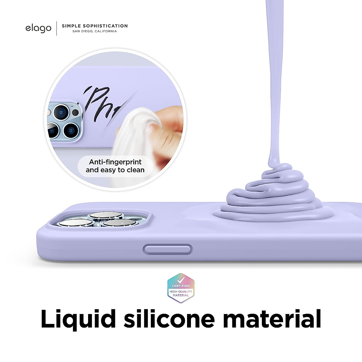 elago Liquid Silicone Case Compatible with iPhone 13 Pro Max (6.7 inches), Premium Silicone Case, Full Protection Case – Shockproof Cover with 3 Structure (Mauve) Purple