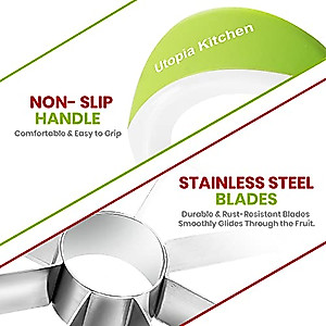 Utopia Kitchen - Apple Corer and Slicer- Fruit Cutter - Apple Divider - Wedger - Stainless Steel Slicer for Fruits - Vegetables- Ergonomic Handle- Easy Grip- 8 Sharp Blade & Slices (Green)
