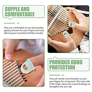MILISTEN 2pcs Soft Kalimba Finger Protector, Kalimba Silicone Finger Fingertip Protectors, Kalimba Thumb Protector, Guitar Thumb Picks Finger Sleeve for Beginners Starters Kids Adult, Green