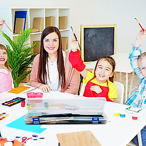 GBACHOOSE 10PCS Plastic Paint Brush Holder, 13x2.7x1.4 Inch Paint Brush Case Organizers Drawing Tools Storage Box, Long Paint Brush Case Watercolor Pen Pencil Container Buckle Design