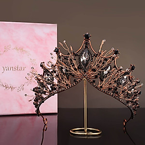 Baroque Black Queen Crowns for Women, Rhinestone Wedding Crowns and Tiaras Crystal Princess Crown Tiaras for Prom Birthday Party Valentines Costume