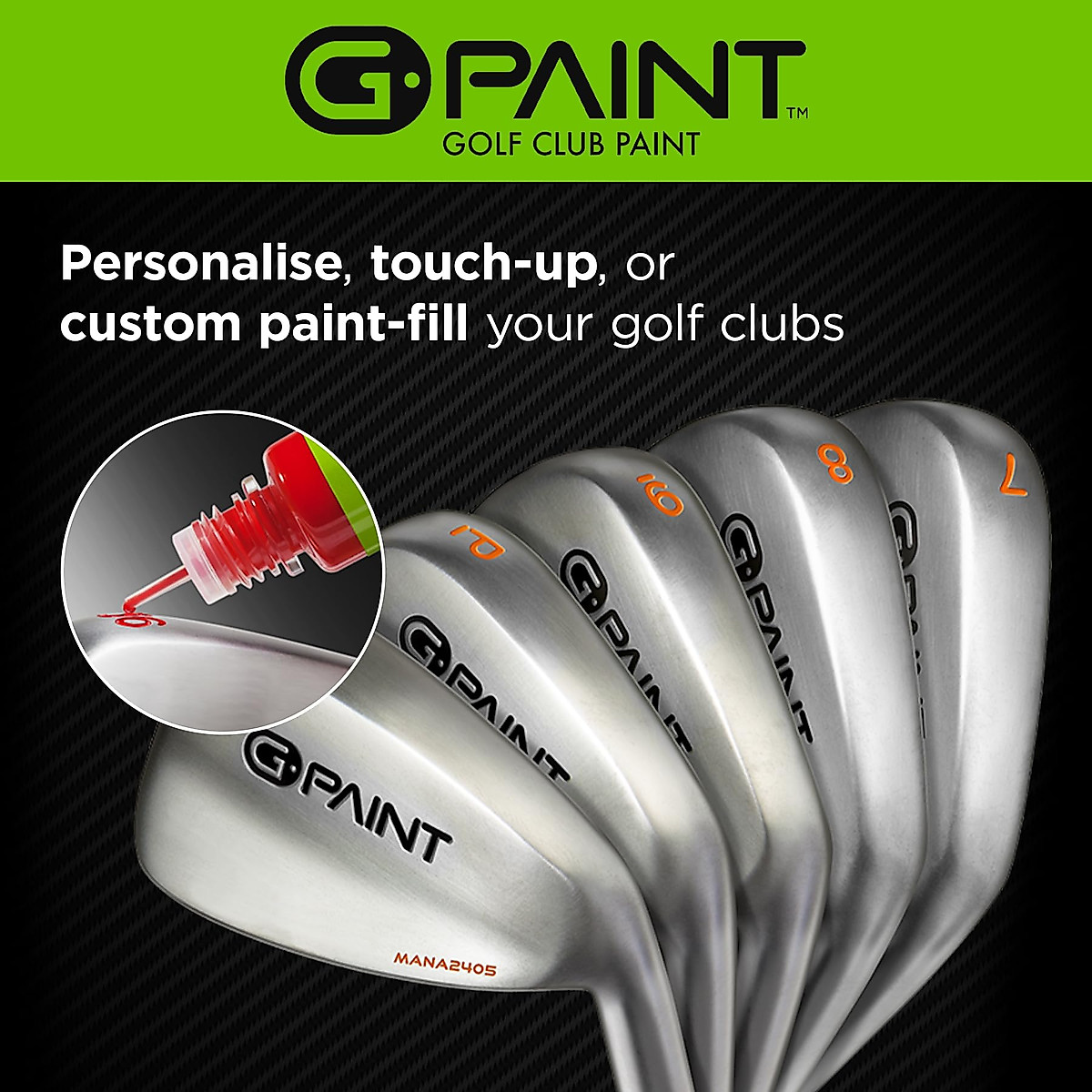 G-Paint Golf Club Paint - Touch Up, Fill in, Customize or Renovate Your Clubs - 4 Pack of 10ml Bottles. Black, White, Red & Blue