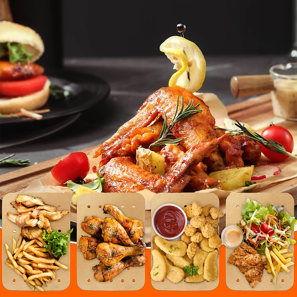 200 Pcs Air Fryer Disposable Paper Liners, Air Fryer Liners, Parchment Paper for Baking, Nonstick Perforated Air Fryer Accessories, HOFHTD Baking Papers for Ninja DZ201 Foodi 6-in-1 8-qt. 2-Basket