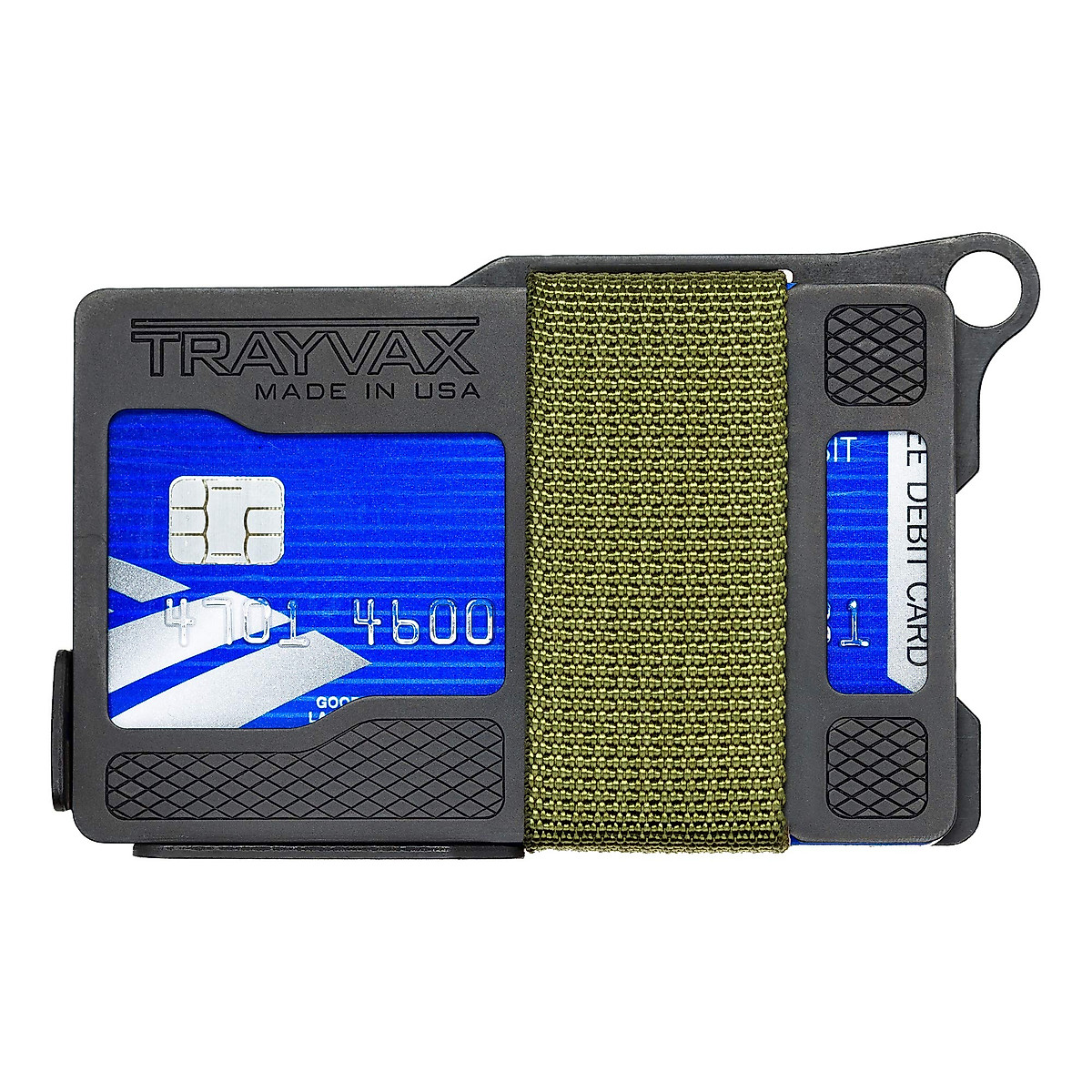 Trayvax Armored Summit Wallet, RFID Front Pocket Metal Credit Card Holder with Money Clip, Slim Minimalist Wallet for Men and Women, OD Green