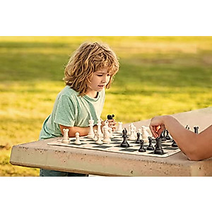 A&A Tournament Chess Set / 20''x20'' Foldable Silicone Chess Board / 3.75'' King Height Plastic Quadruple Weighted Classic Staunton Pieces/Storage Bag