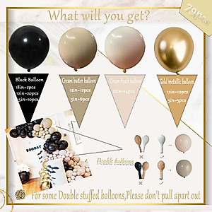 Black Balloon Garland Arch Kit, SCMDOTI Black and Gold Balloon with Double Stuffed Nude Cream Tan Balloon Garland,Black Neutral Balloon Arch for Birthday,Engagement Graduation Baby Shower Decorations