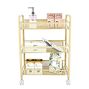 LIUJUN Kitchen Bathroom Bathroom Shelving Trolley with Wheel Three-Layer Storage Rack with Hook Trolley (Color : E, Size : As Shown)