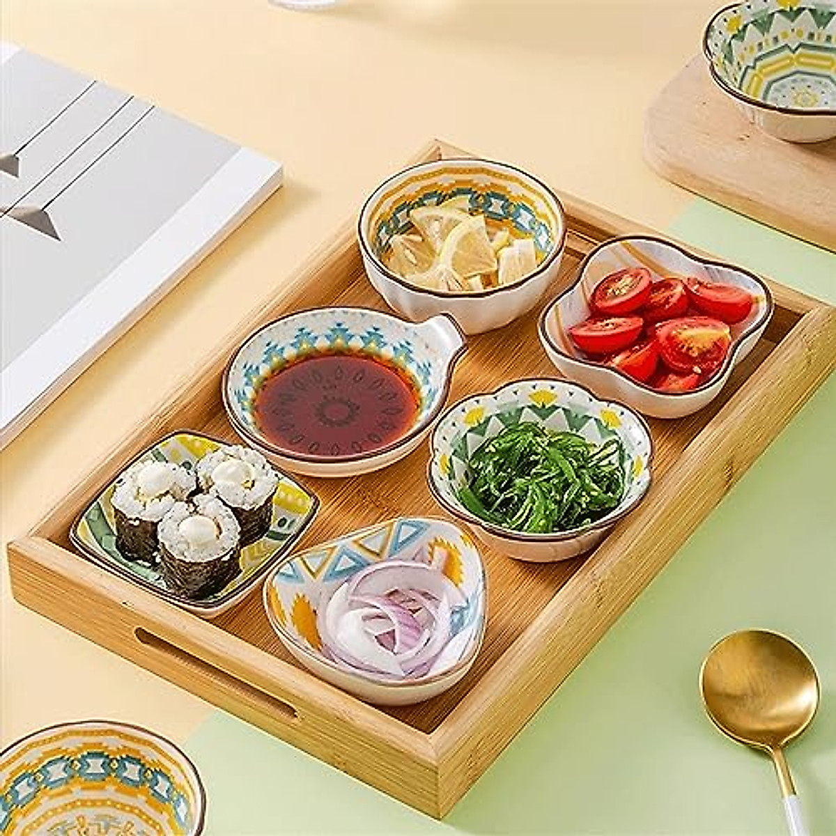 TRESORS Appetizer Plates Snack Bowls Round Ceramic Bowl Set Ceramic Small Bowl Dessert Side Dish Ice Cream Snack Condiment Dip Sauce Bowl Salad Plates Dinner Plates