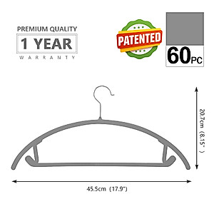 MIZGI Premium Velvet Hangers (Pack of 60) Heavyduty- Non Slip No Shoulder Bump Suit Hangers- Chrome Hooks,Space Saving Clothes Hangers,Rounded Hangers for Coat,Sweater,Jackets,Pants