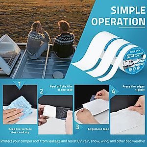 PAULINN RV Camper Roofing Repair Sealant Tape, 2 Inch X 50 Foot Natural White Trailer Roof Rubber Sealing Tape, UV & Weatherproof Roof Seal Tape for RV Camper Trailer Boat Sealing Leak Repair