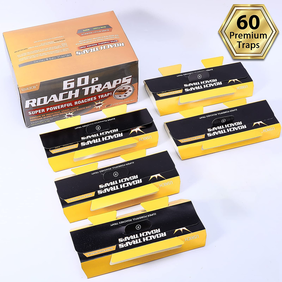 Roach Killer Indoor Infestation,Roach Traps,Cockroach Killer Indoor Home,Sticky Glue Roach Traps,Roach Motel,Child & Pet Friendly(60 Pack)