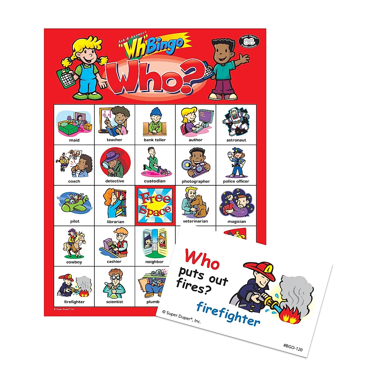 Super Duper Publications | Ask & Answer® Wh Bingo Board Game | Comprehension, Verbal, and Communication Skills | Who, What, Where, When, and Why Questions | Educational Resource for Children