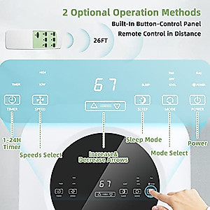 COSTWAY Portable Air Conditioner, 9000BTU Personal Air Conditioner with 2 Wind Speeds, Remote Control, 24H Timer, Window Kit, 350 sq.ft, Smart Portable AC Unit with Sleep Mode, Suitable for Home & Office Use, Energy-saving, White