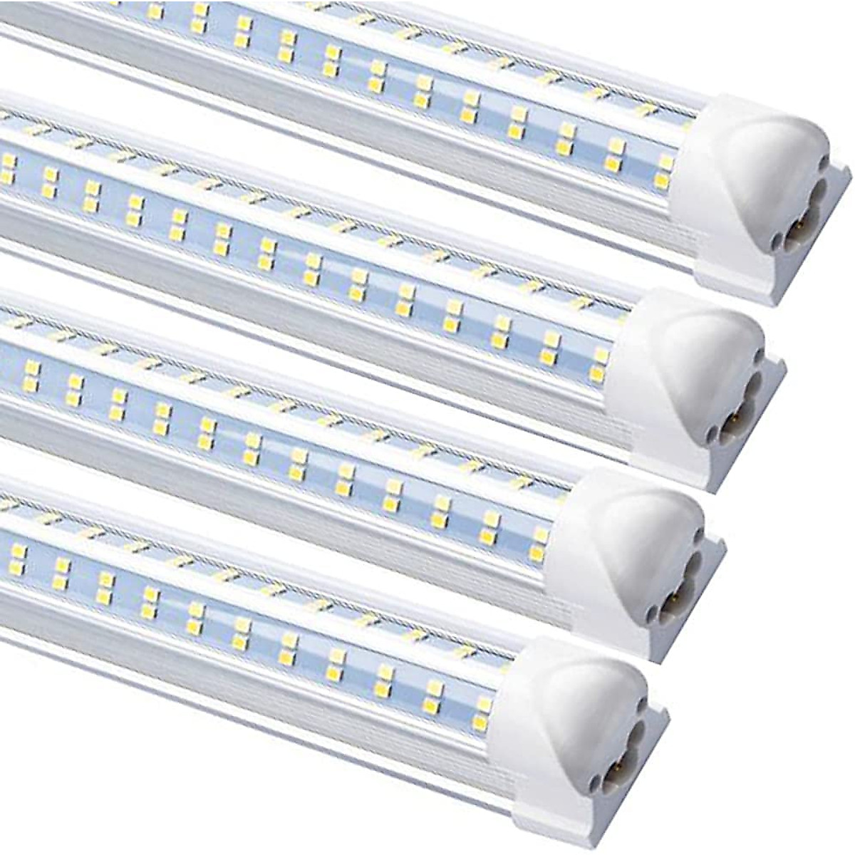 20 Pack 8Ft LED Shop Light Fixture, 144W Integrated LED Tube Light,18000LM, 6000K, Clear Cover,High Output, 4 Row V Shape 270 Degree LED Lighting for Garage Warehouse Workshop Basement