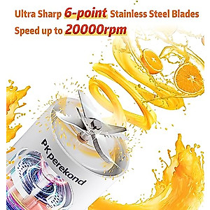 Portable Blender for Shakes and Smoothies, 20000rpm Ultra-Sharp 6 Blades Personal Mini Blender, 16 Oz BPA Free Mixing Juicer Rechargeable 4000mAh Electric Blender Bottles for Traveling, Gym, Office