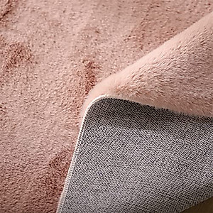 KASENTEX Fluffy Faux Fur Soft Area Rugs for Bedroom Living Room Carpet, Home Fuzzy Plush Rug for Dorm, Anti-Slip Rug, 4 x 6 Feet, Pink