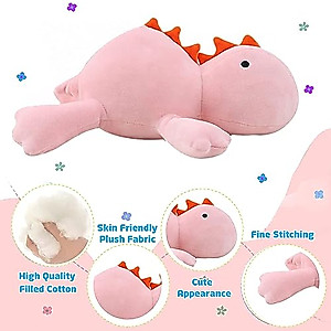 ABCPICK Weighted Dinosaur Plush, 24" Cute Pink Weighted Stuffed Animals for Anxiety Super Soft Weighted Plushies Sleeping Hugging Pillow Graduation Gifts for Girls Boys(Pink)
