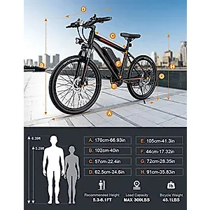 TotGuard Electric Bike, Electric Bike for Adults 26'' Ebike with 350W Motor, 19.8MPH Electric Mountain Bike with Lockable Suspension Fork, Removable 36V/10.4Ah Battery, Professional 21 Speed Gear