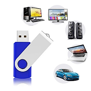 20 Pack 2GB Flash Drive Bulk USB Memory Stick Thumb Drive Bulk Swivel Design Blue