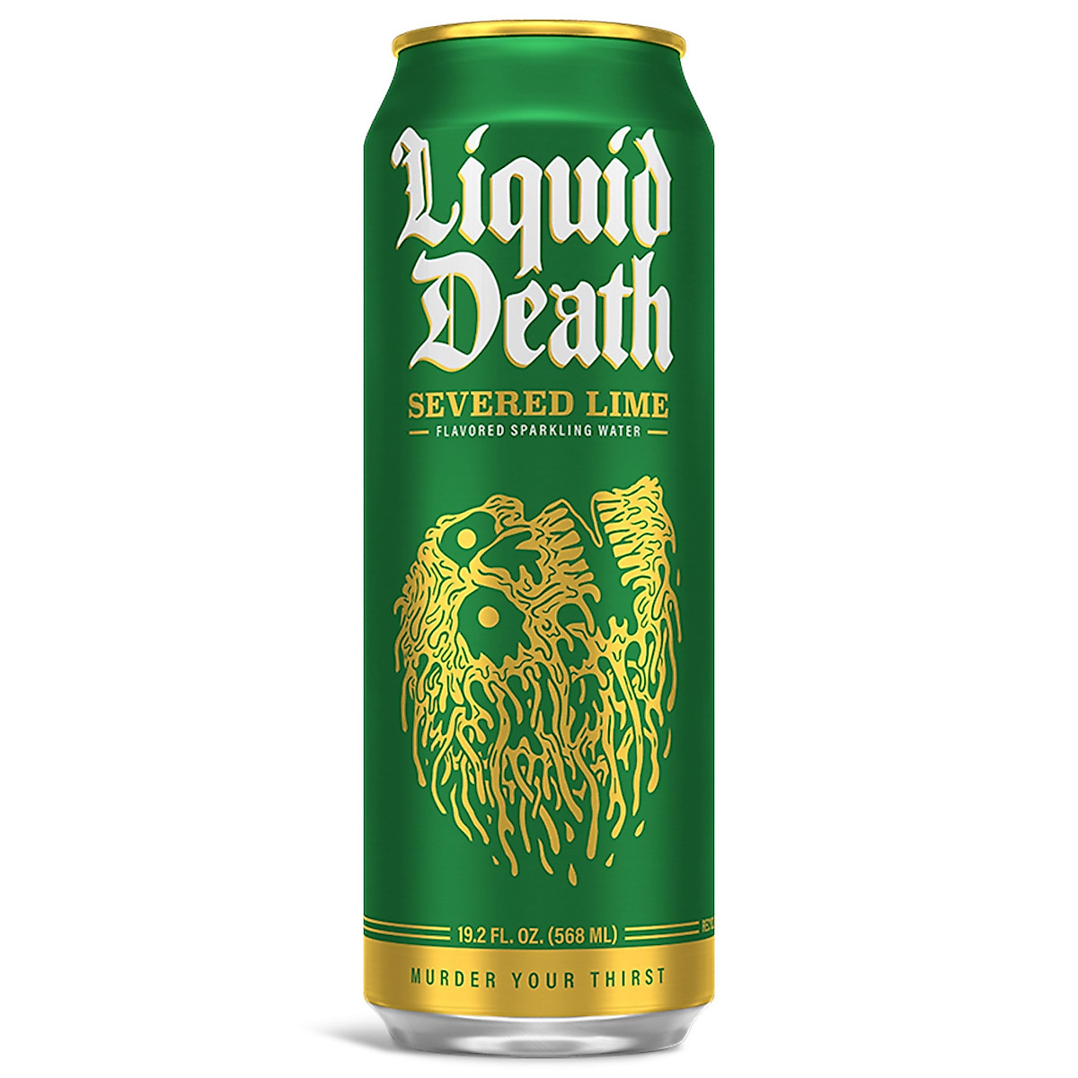 Liquid Death, Severed Lime Sparkling Water, Lime Flavored Sparkling Beverage Sweetened With Real Agave, Low Calorie & Low Sugar, 8-Pack (King Size 19.2oz Cans)