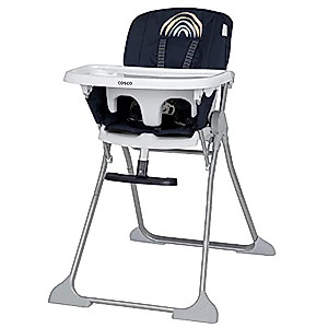 Cosco Simple Fold Adjustable High Chair, Folds Flat and Stands on its own, Making it Easy to Store or take on The go, Rainbow