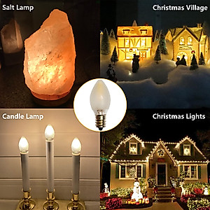 C7 LED Frosted Christmas Light Bulb, 25 Pack C7 Christmas Replacement Bulbs with Frosted Glass, 0.6W E12 Candelabra LED Light Bulbs for Chandeliers Candle Lamps Night Light Christmas String Lights