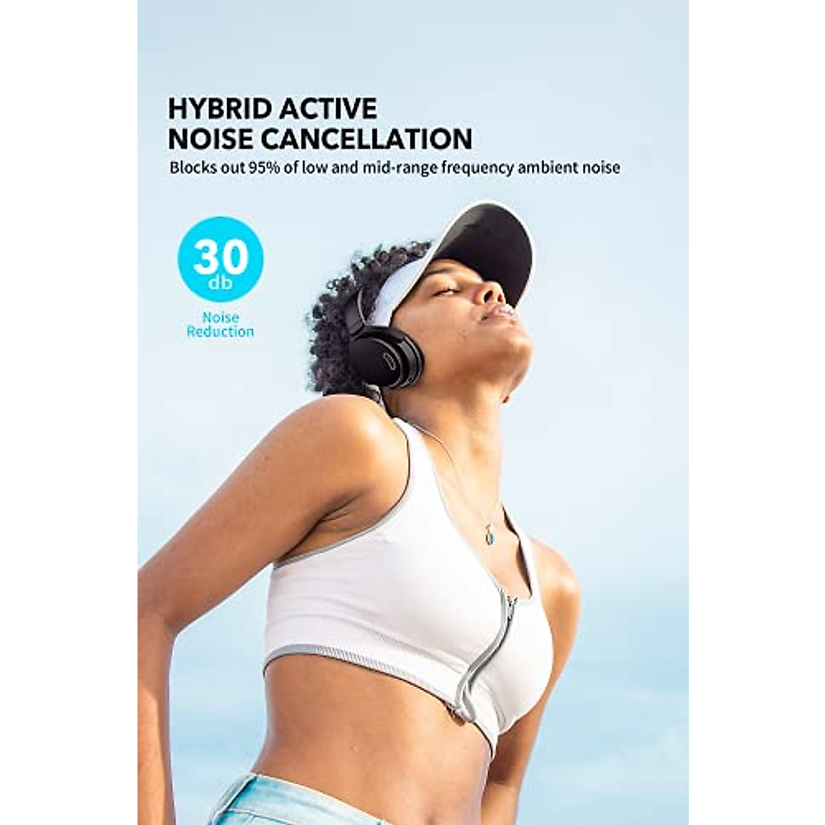 HROEENOI Active Noise Cancelling Headphones, Bluetooth Headphones with 40H Playtime, Hi-Res Audio, Connect to 2 Devices