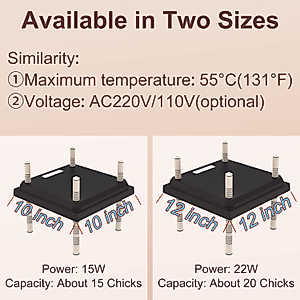 Tnarru (12'' x 12'') Chick Brooder Heating Plate, Brooder Heater for Chicks, Heat Plate with Adjustable Height and Angle for Chicken and Ducklings, Warms Up to 20 Chicks - 22 Watts