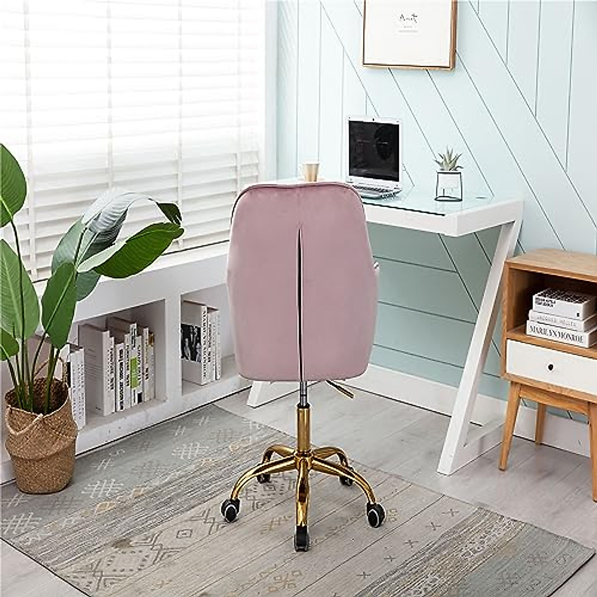 Velvet Swivel Shell Chair for Living Room,Office Chair, Modern Leisure Arm Chair Pink