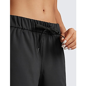 CRZ YOGA Stretch Shorts for Women Work Casual 2.5'' - Athletic Shorts with Pockets for Workout Travel Hiking Golf Black Medium