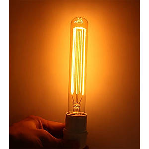 E26 40W Vintage Light Bulb T9/T185 Antique Filament Lamp T10/T30 Long Tubular Bulb Retro Amber Incandescent Light for Chandelier Pendant Industrial Hanging Light 2200K Warm White AC 110V Pack of 4